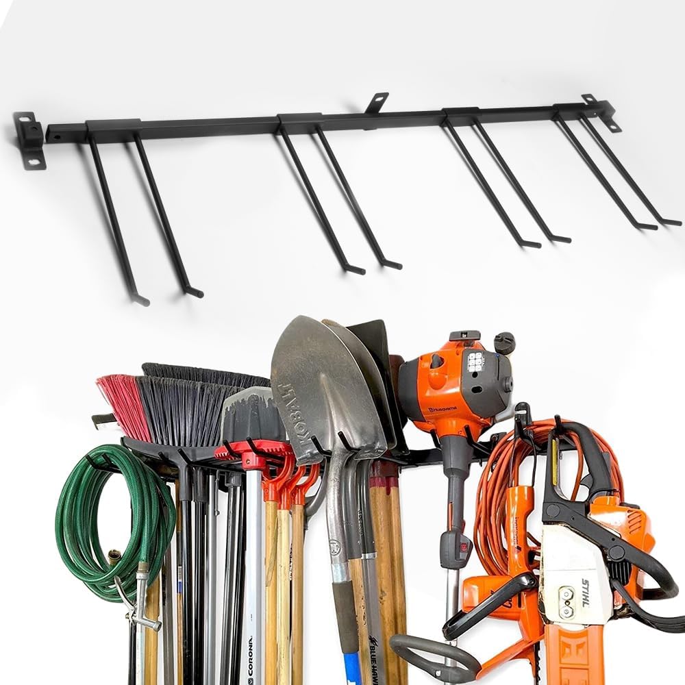 Wall Mounted Tool Storage Rack, Heavy Duty Steel Garden Tool Organizer ...