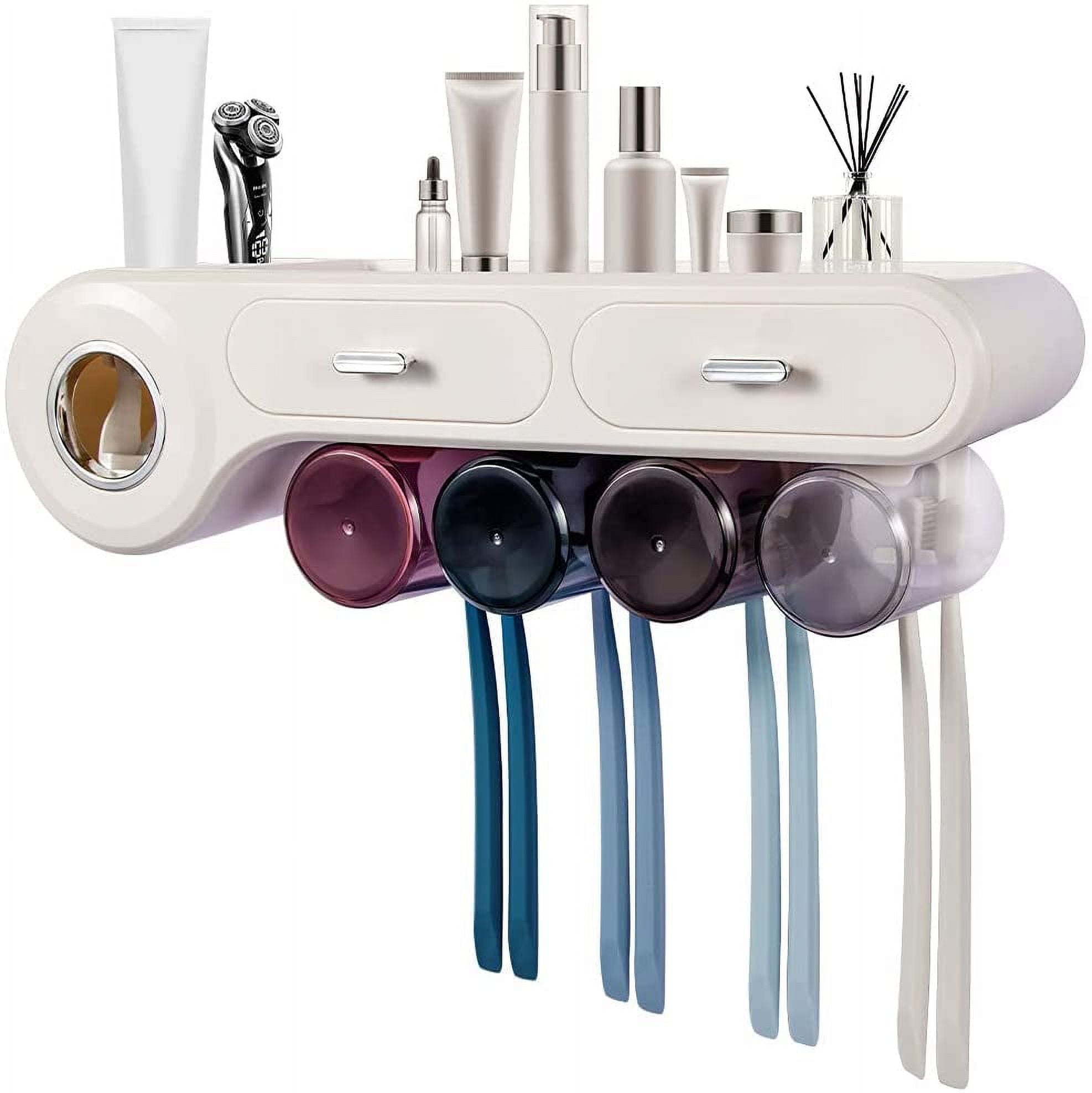 Wall-Mounted Toothbrush Holder, Automatic Toothpaste Dispenser Set For ...