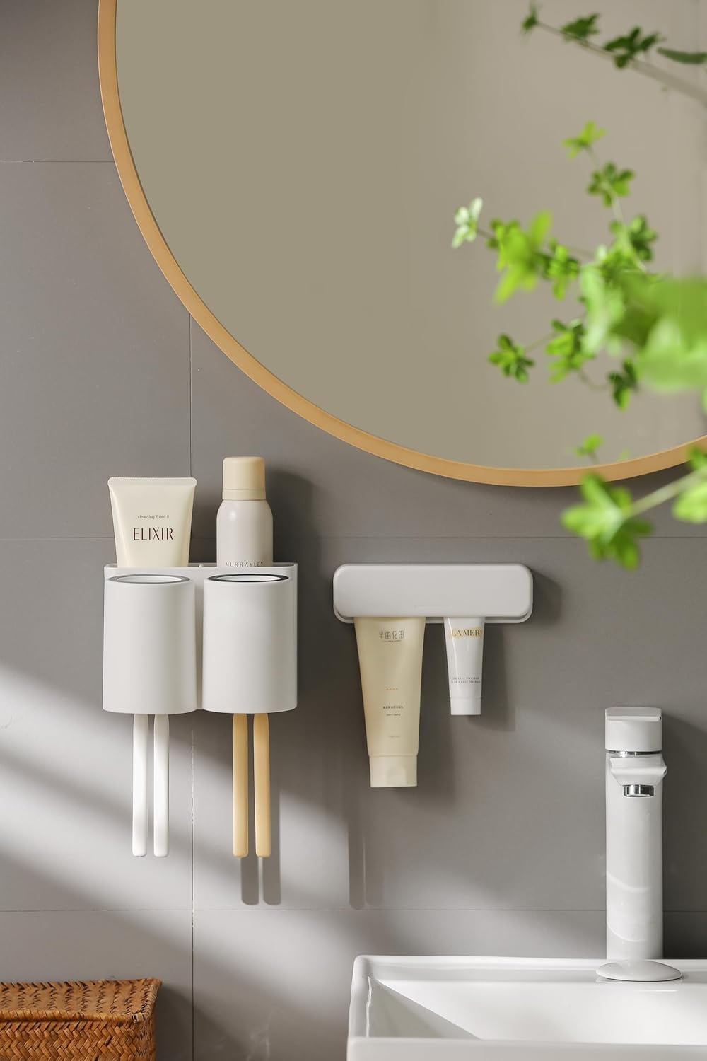 Wall-Mounted Toothbrush and Toothpaste Holder - Self-Draining Design ...