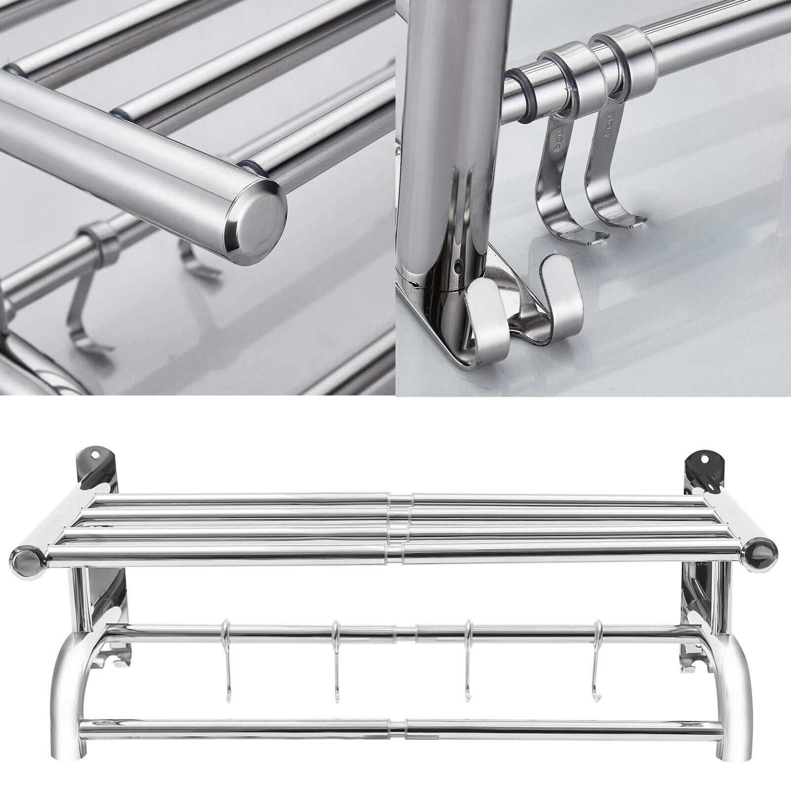 Wall Mounted Towel Rack Stainless Steel Bathroom Towel Rail Holder ...