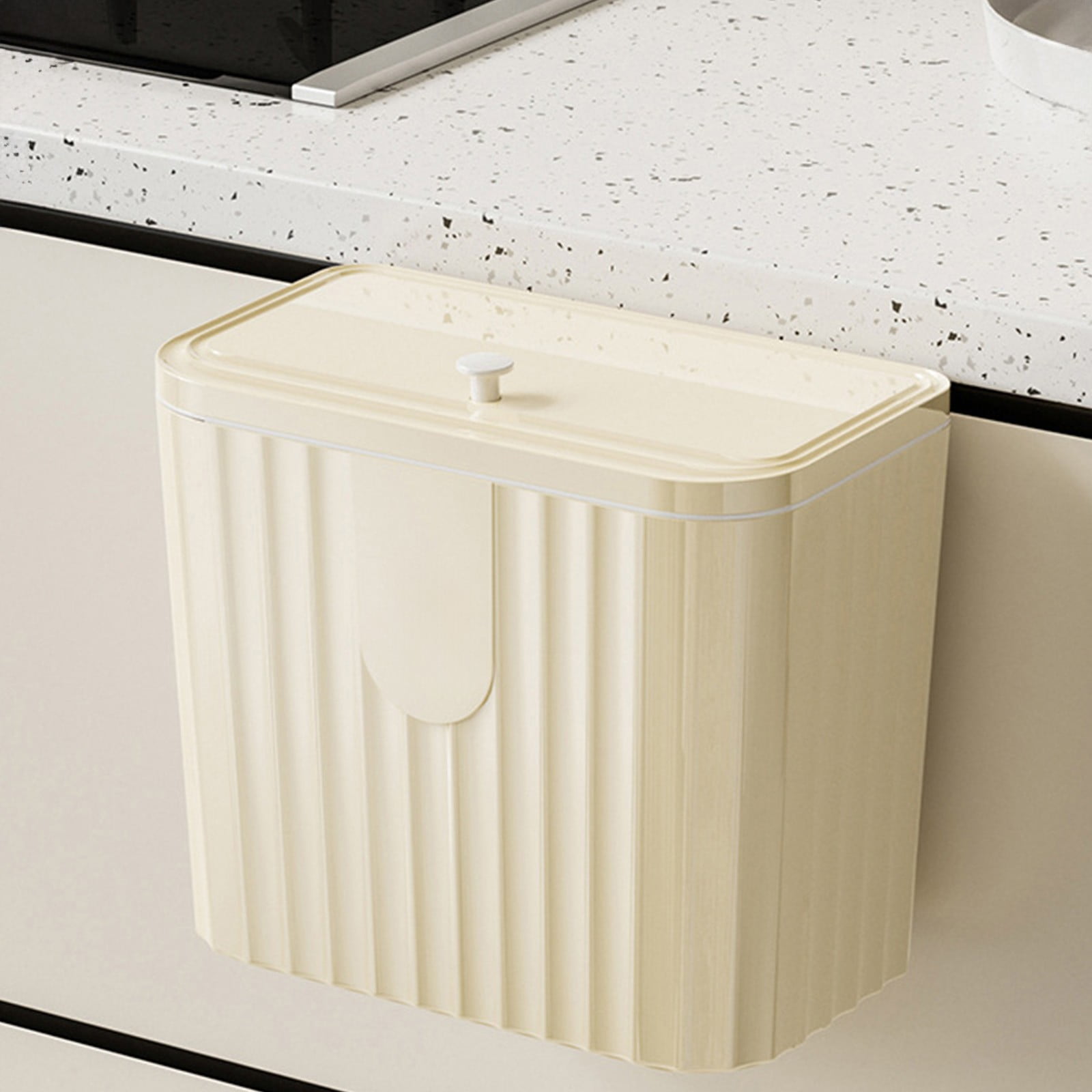 Wall Mounted Trash Can Slide Lid Kitchen Bathroom Waterproof Waste Bin ...
