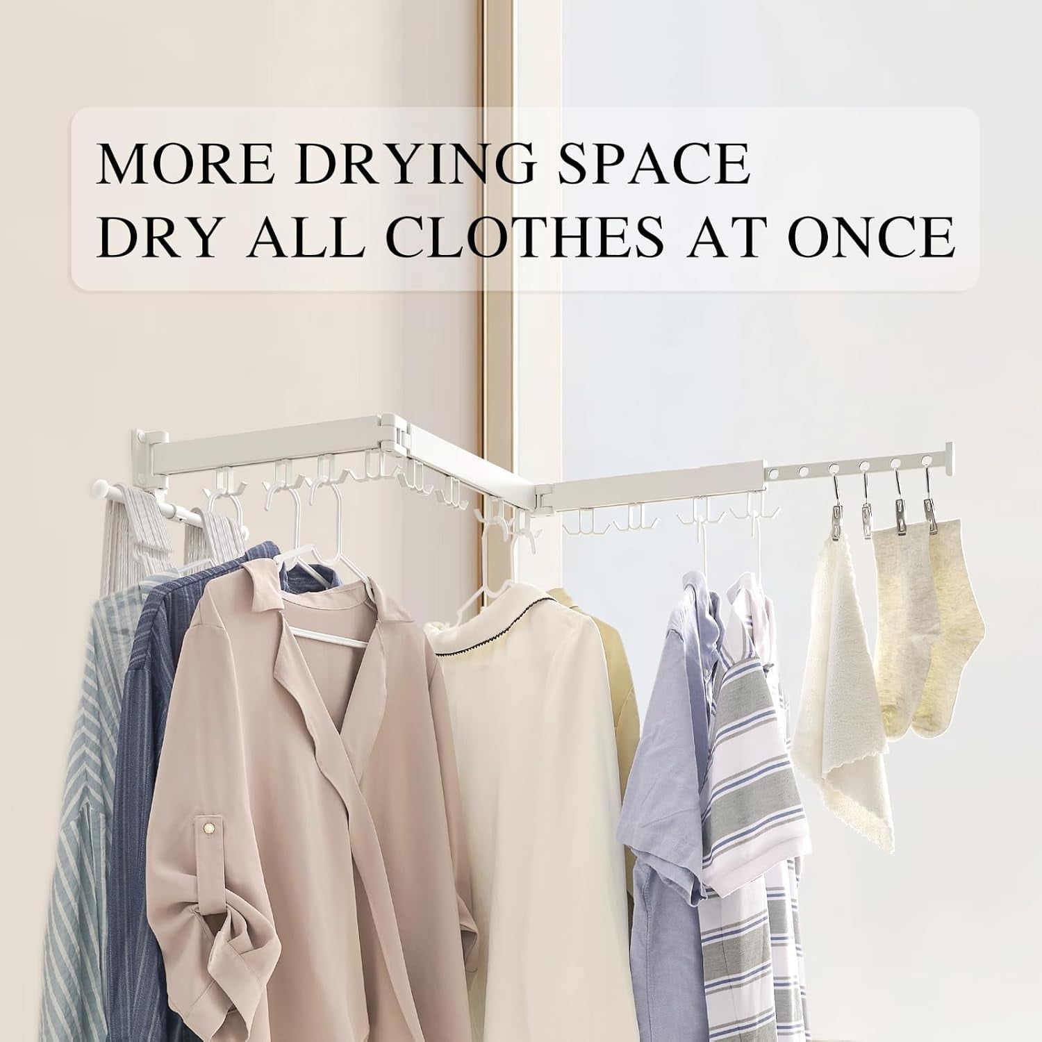 Wall Mounted Tri-Fold Clothes Drying Rack Value Choice Fold-Down Design ...