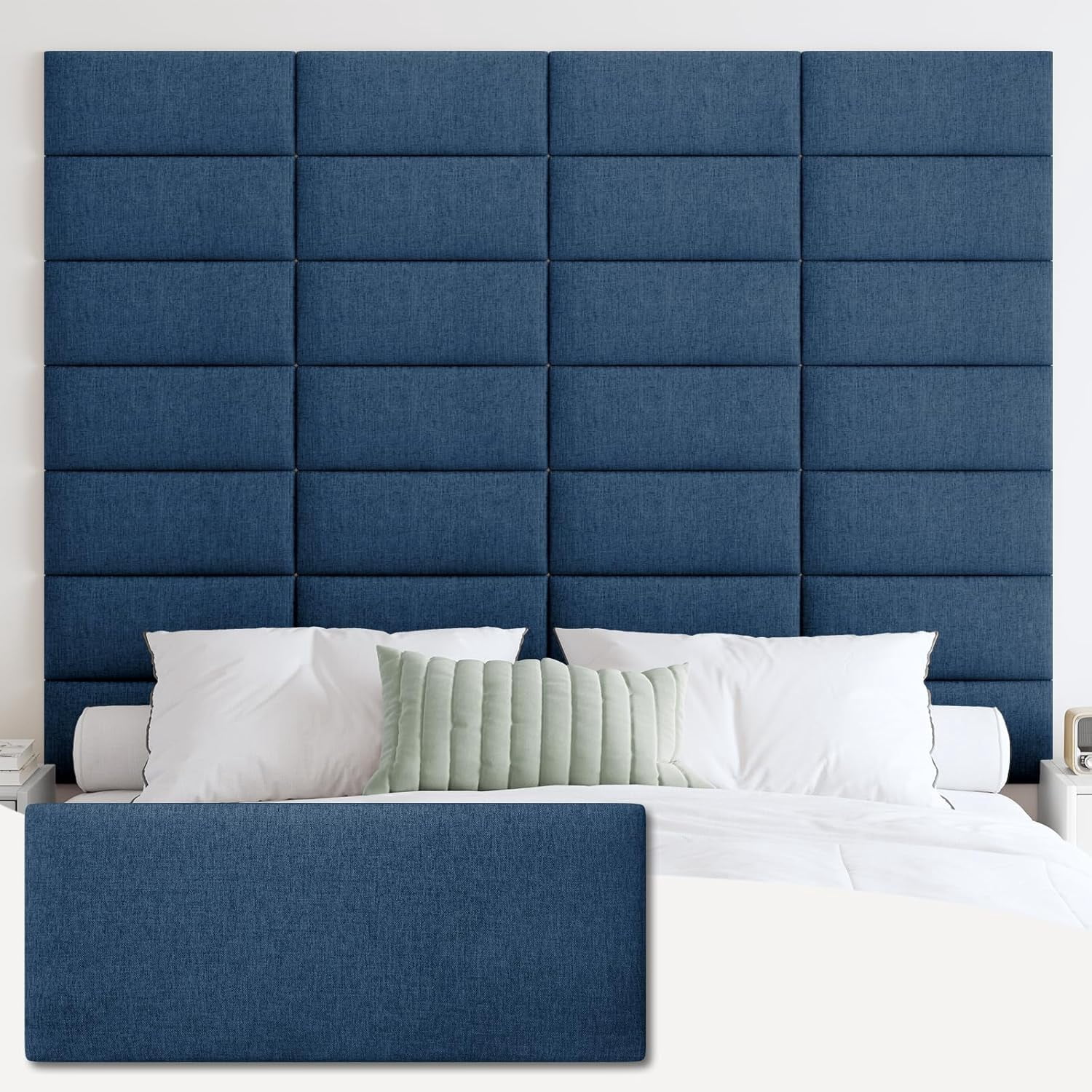 Wall Mounted Upholstered Headboard King, 12 Panels 3D Peel and Stick ...
