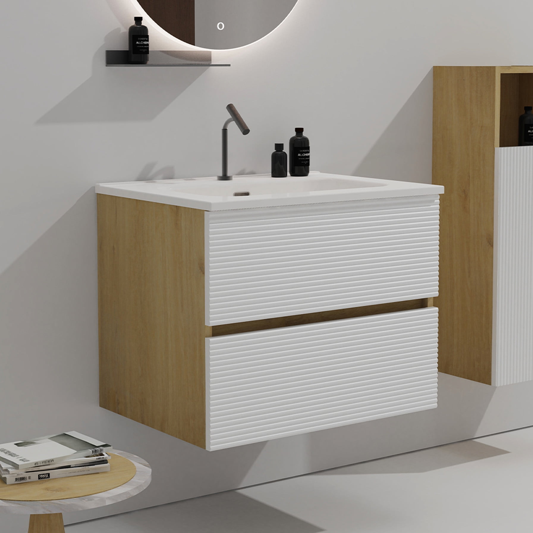 Wall - Mounted Vanity | Double Drawers for Storage | Soft - closing ...