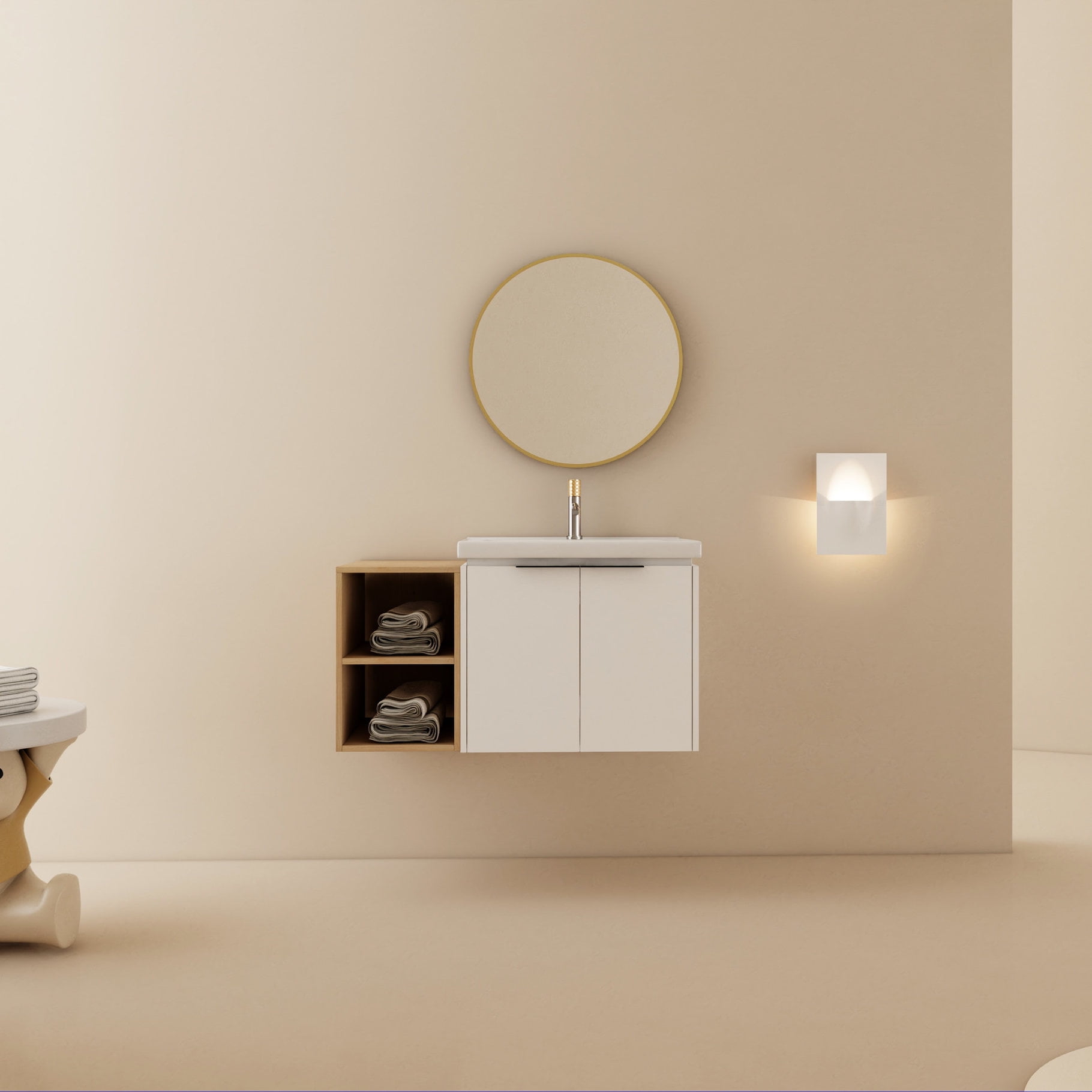 Wall-Mounted Vanity Unit - Ample Storage with Separate Shelves ...