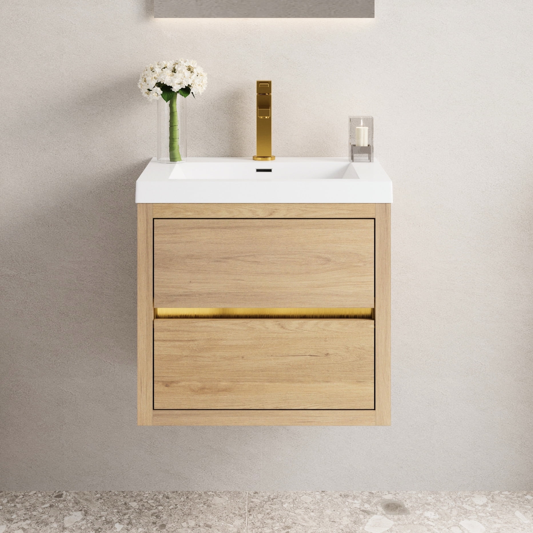 Wall-Mounted Vanity with Storage+U-Shape Drain Separation"-"Bathroom ...