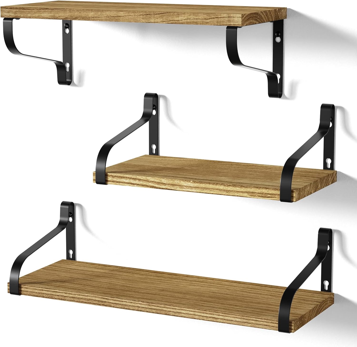 Wall Mounted Wall Shelves Wall Mounted Set of 3, Large Wood Wall Wall ...