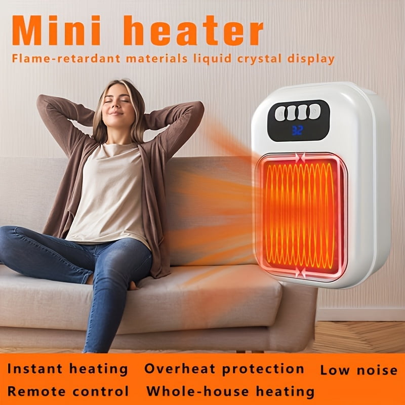 Wall-Mounted Warm Air Blower, Portable Electric Heater with LED Display ...