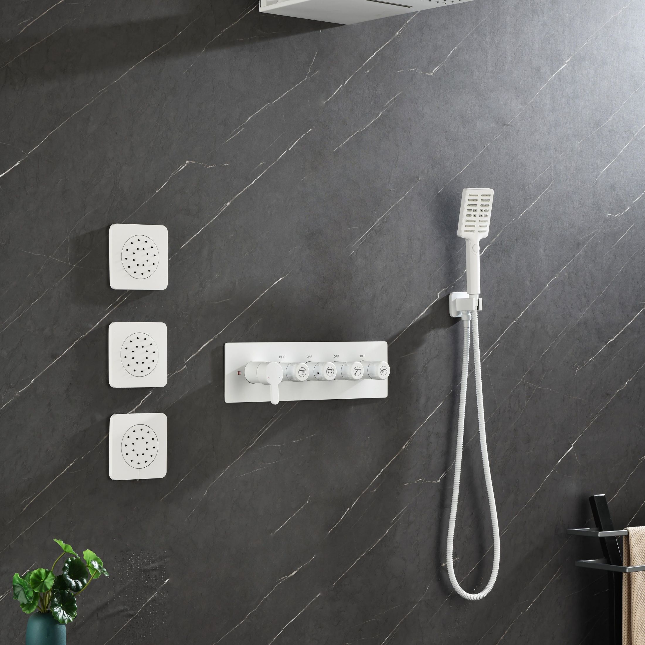 Wall Mounted Waterfall Rain Shower System With 3 Body Sprays & Handheld ...