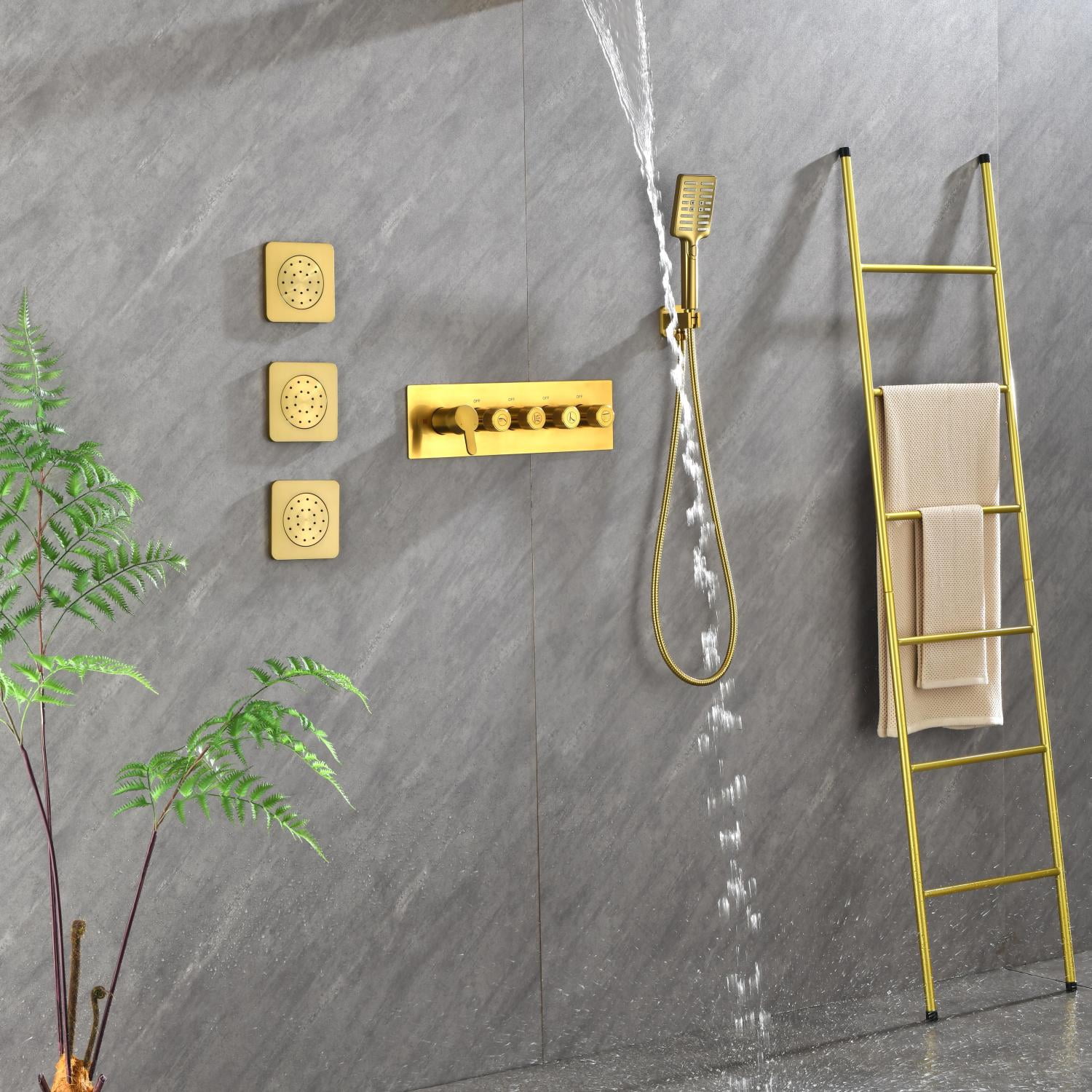 Wall Mounted Waterfall Rain Shower System With Body Sprays & Handheld ...