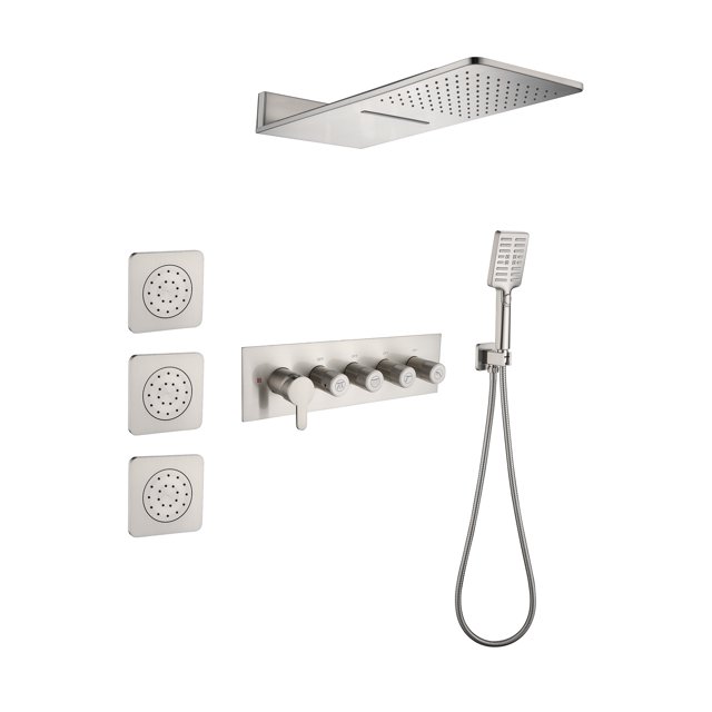 Wall Mounted Waterfall Rain Shower System With Body Sprays & Handheld ...
