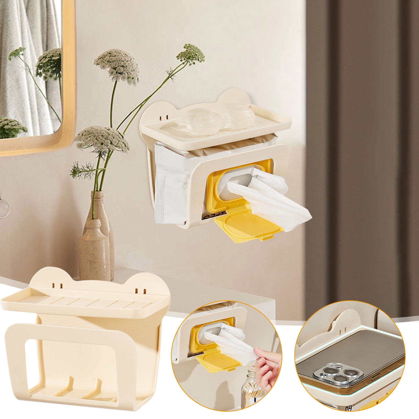 Wall Mounted Wet Wipe Storage Box Self-Adhesive Plastic Dispenser for ...