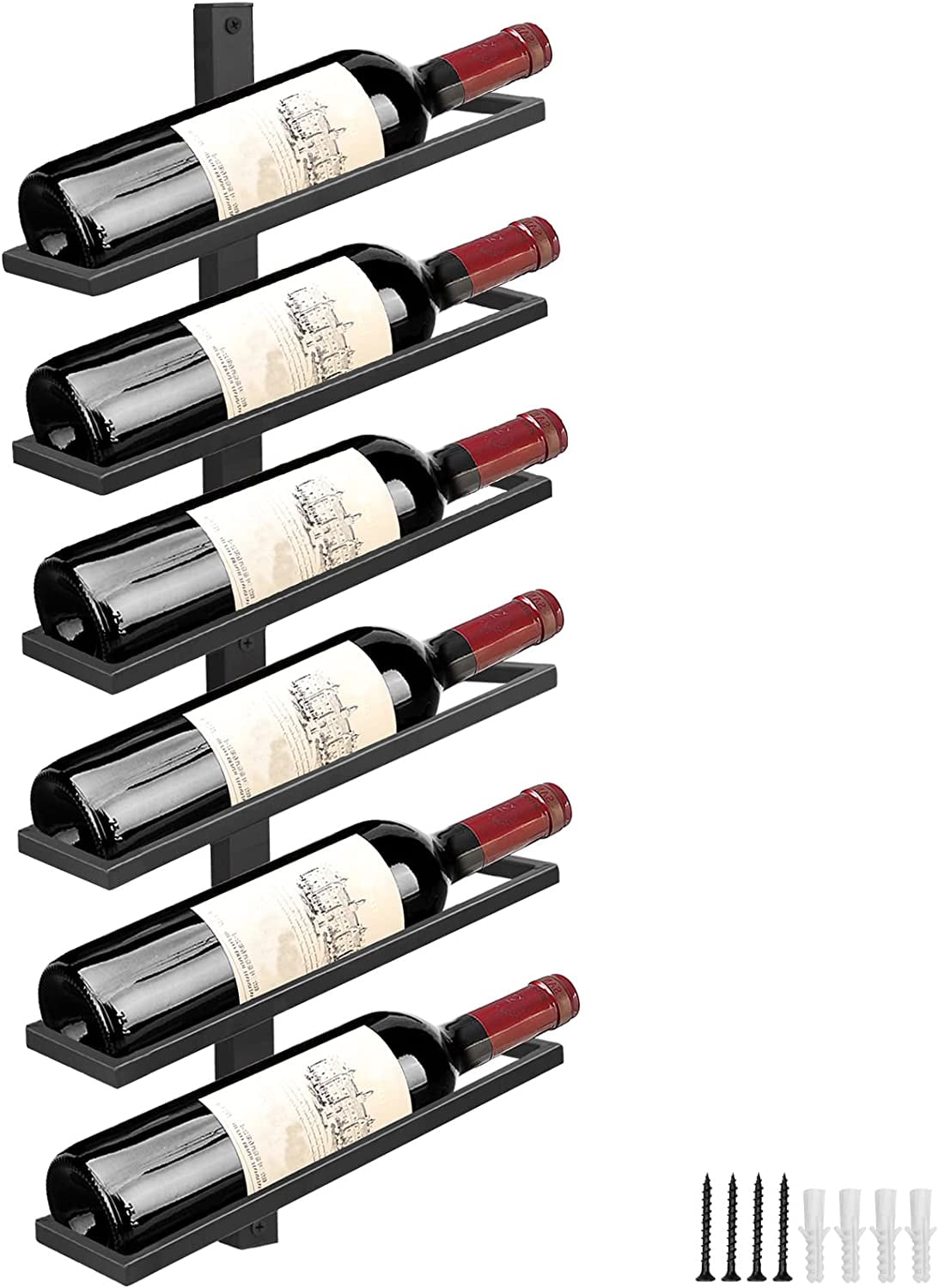 Wall Mounted Wine Bottle Rack Holder Storage Organizer, Industrial ...