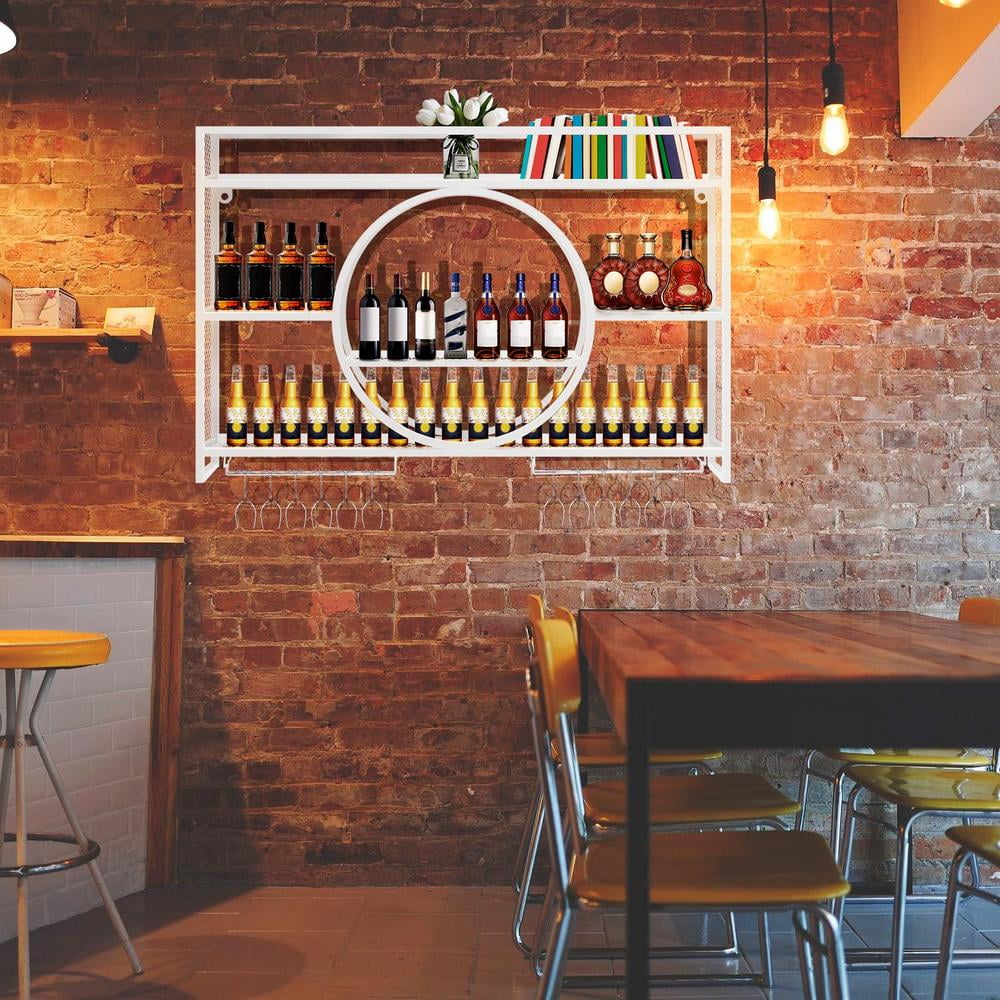 Wall Mounted Wine Bottle Rack Wall Mount Wine Glass Rack Display ...