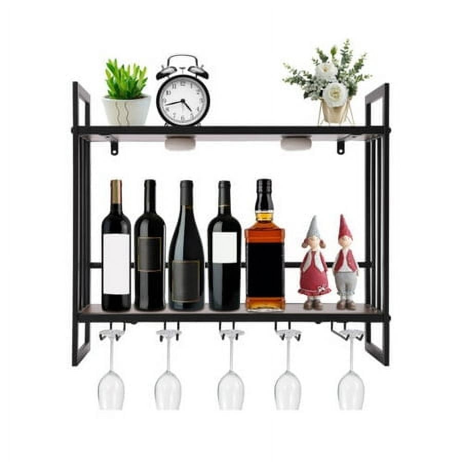 Wall Mounted Wine Display Rack LED RGB Glasses Hanger Wine Bottle ...