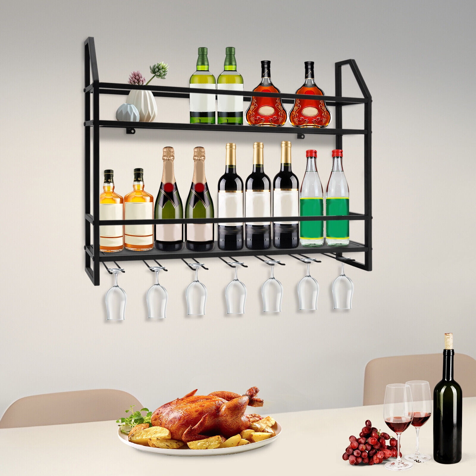 Wall Mounted Wine Glass Storage Rack Wine Rack Bottle Holder Bar Wine ...