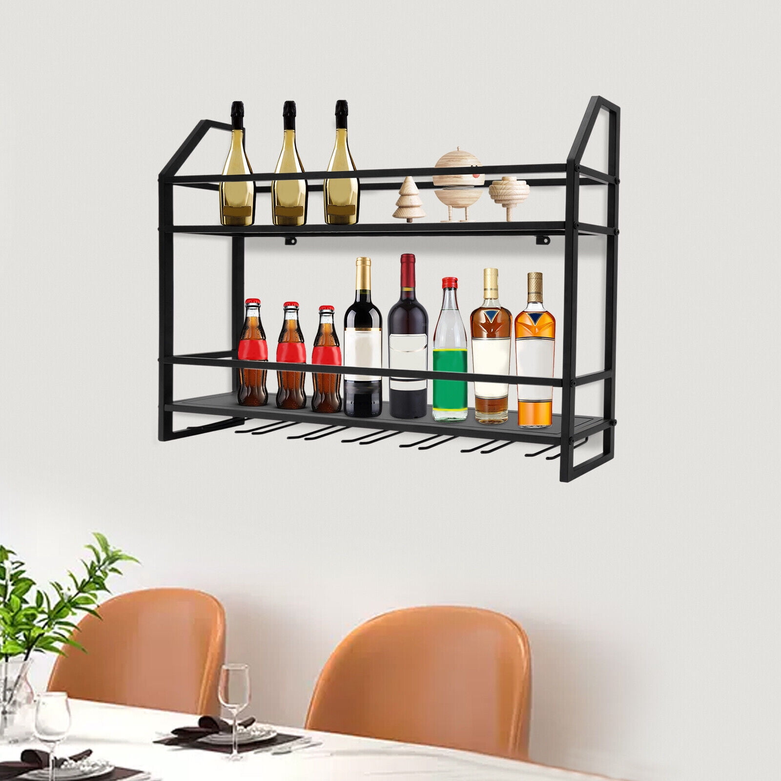 Wine Rack Wall Mounted Glass Storage Rack Bottle Holder Bar Wine ...