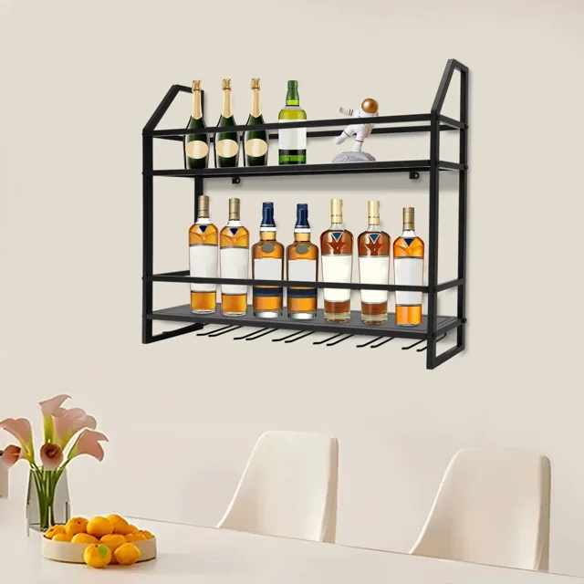 Wall Mounted Wine Glass Storage Rack Wine Rack Bottle Holder Bar Wine ...
