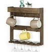 Arikago Solid Wood Mug Hanger, Wall Mounted with 8 Hooks, Rustic Cup ...