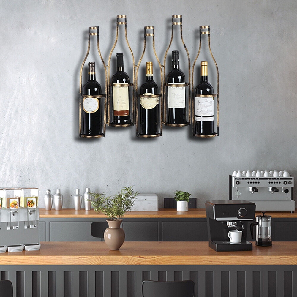 Wall Mounted Wine Rack Bottle Holder Storage Home Pub Bar Decor Art ...