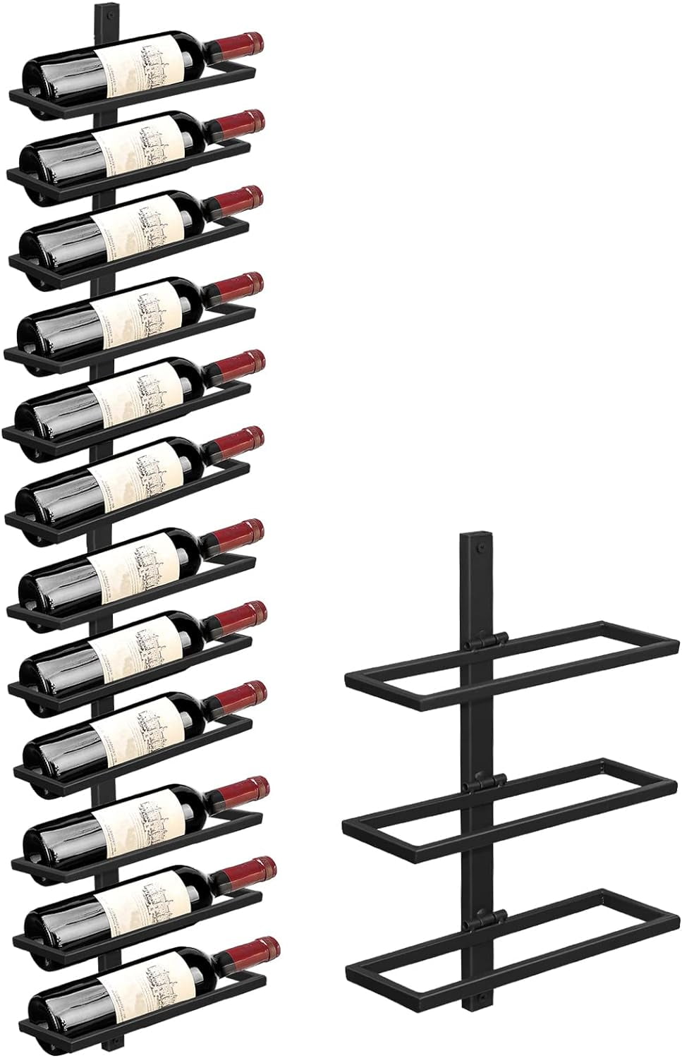 Wall Mounted Wine Rack Holds 12 Bottles, Adjustable Separable Black ...