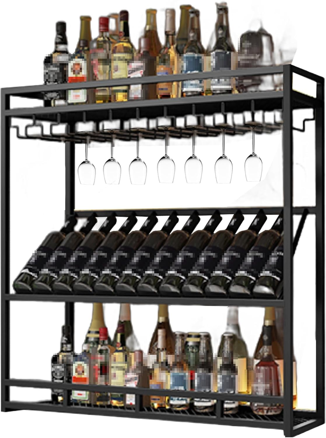 Wall Mounted Wine Rack, Modern Large Capacity Full Metal Wine Rack with ...