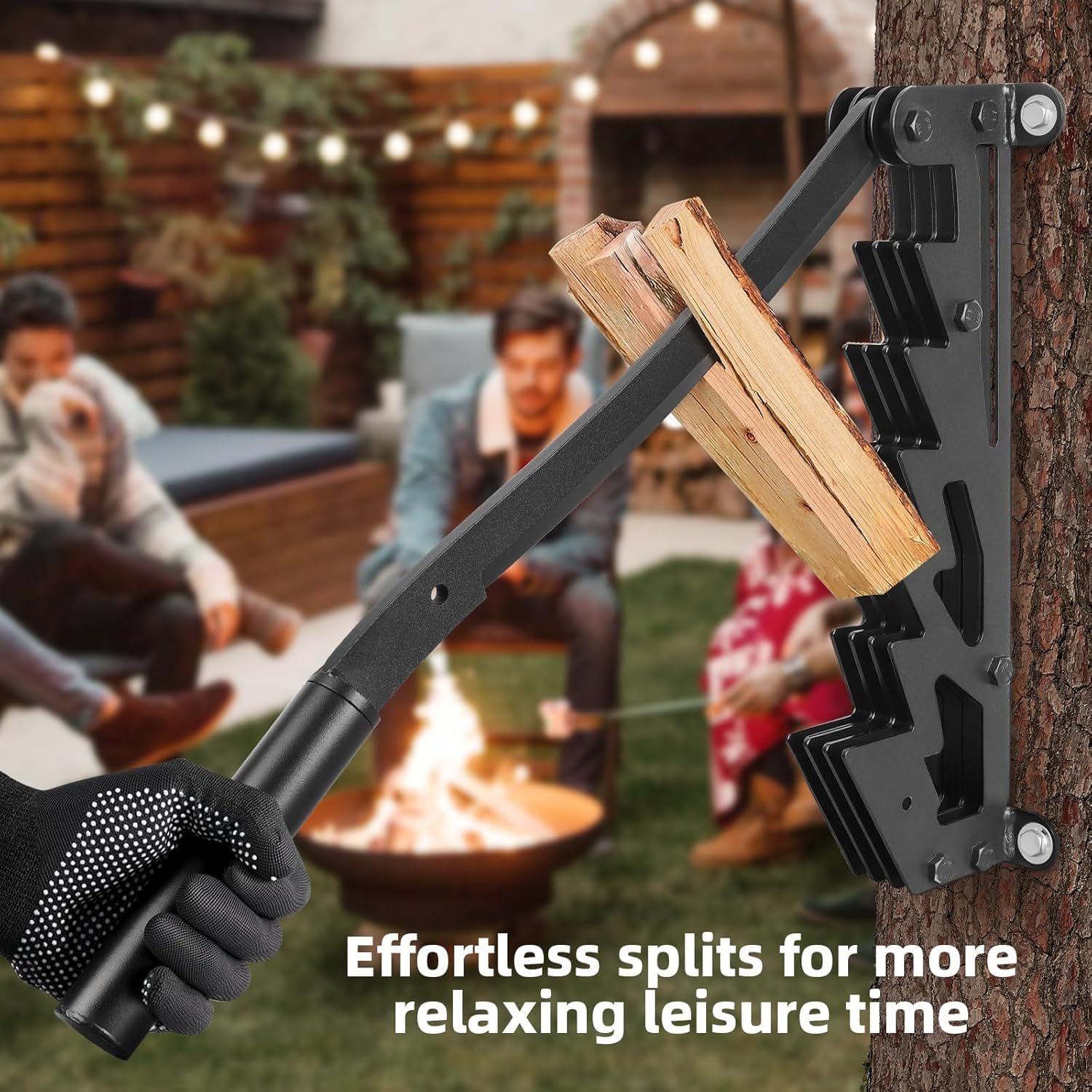Wall Mounted Wood Splitter: Dual-Handle Manual Kindling Splitter with 6 ...