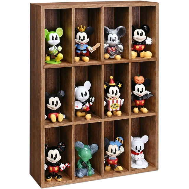 Wall Mounted Wooden Mountable 12 Compartments Holder Display Shelf for ...