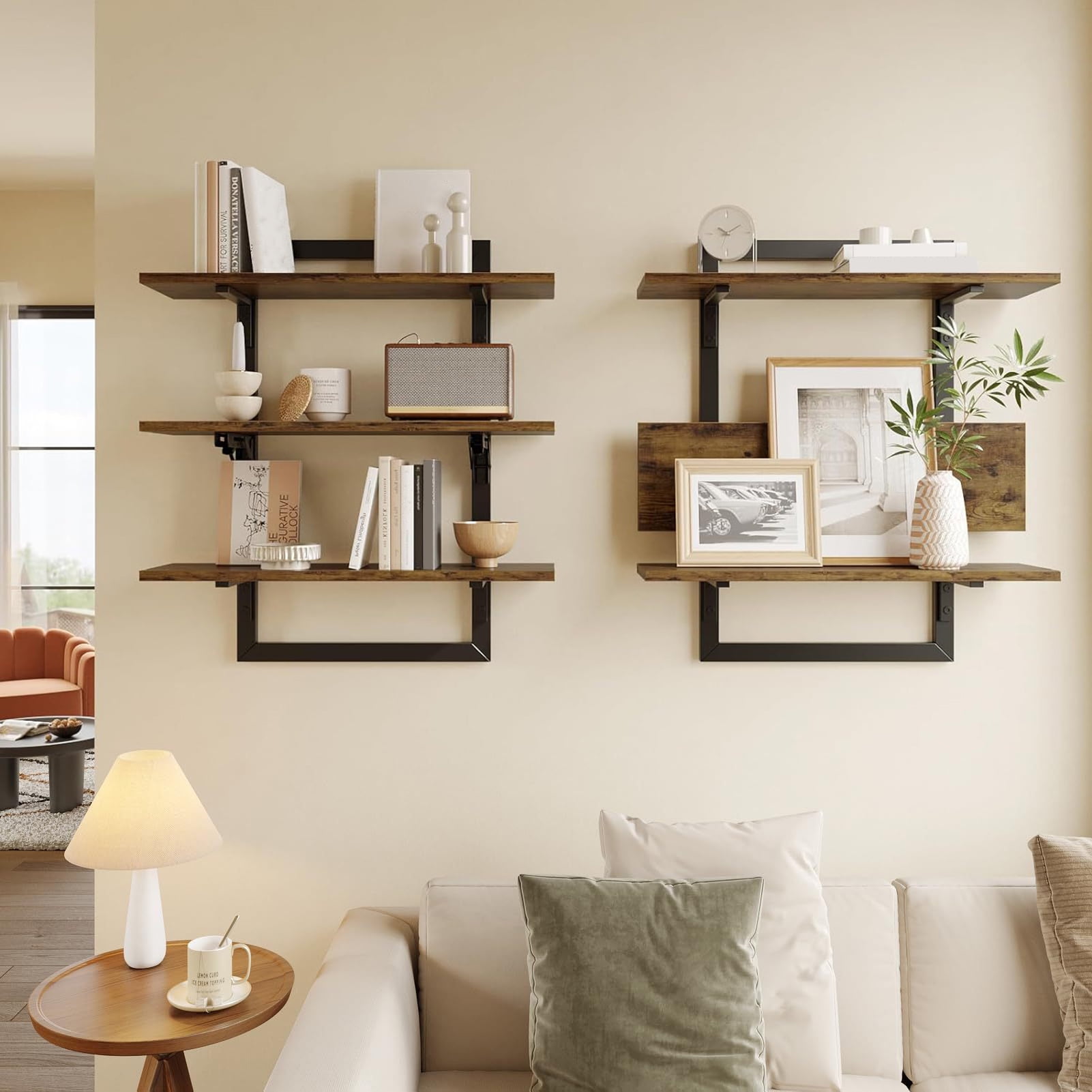 Wall Mounted Wooden Storage Shelf Display Stand Foldable Design Strong ...