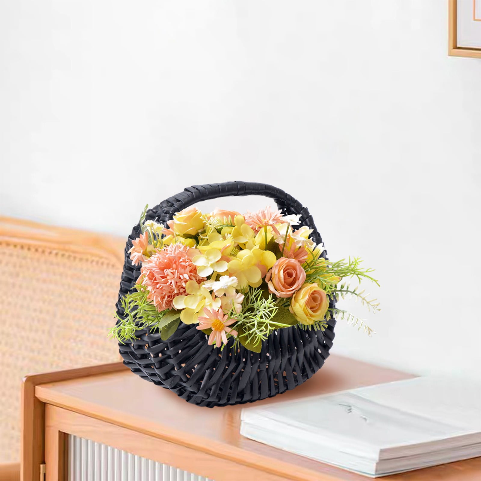 Wall Mounted Wooden Woven Flower Basket - Durable Storage Pot for Home ...