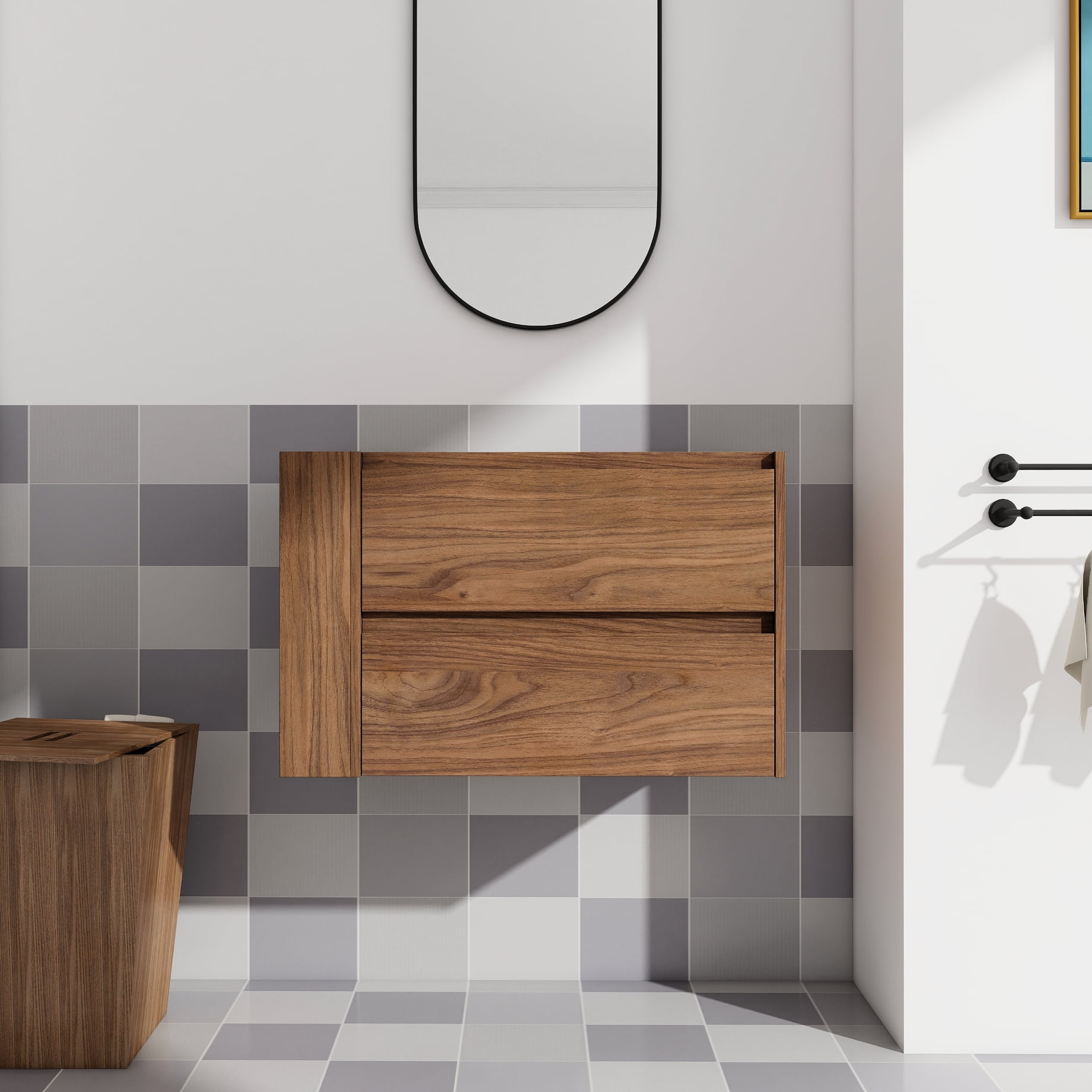 Wall Mounting Bathroom Vanity 30", 2/3 Extended Soft Close Drawer ...