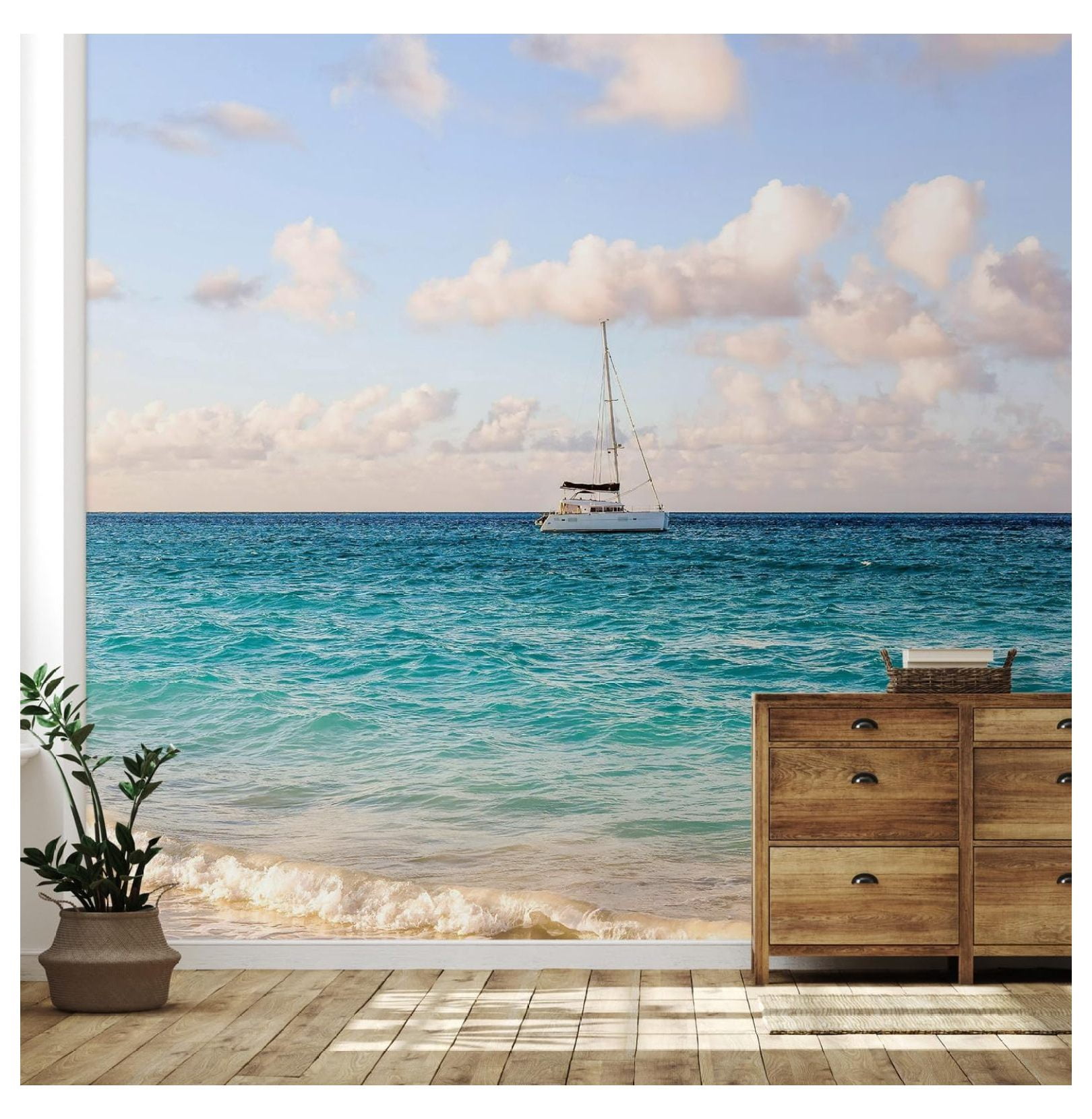 Wall Mural Romantic Beach Removable Wallpaper Wall Sticker for Bedroom ...