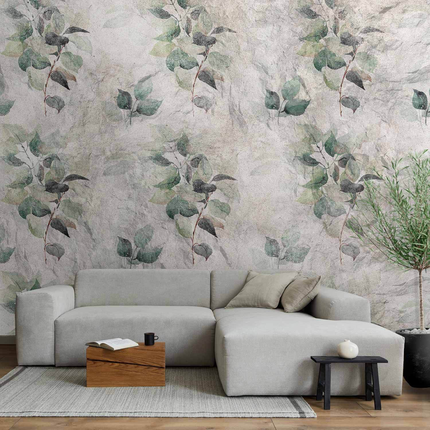 VIVYET Wall Mural - Statue of nature - plant motif with green leaves ...