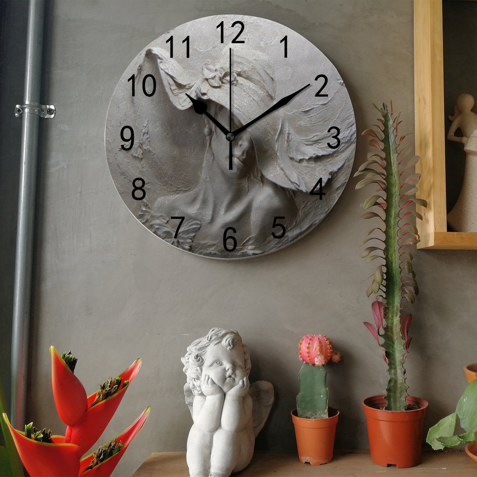 Wall Mural Wall Clock, 10 Inch Silent Non Ticking Wall Clocks Battery ...
