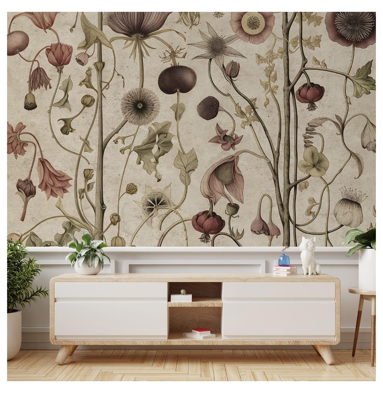 Wall Mural Wilderness Floral Landscape Woodland Flowers Removable ...