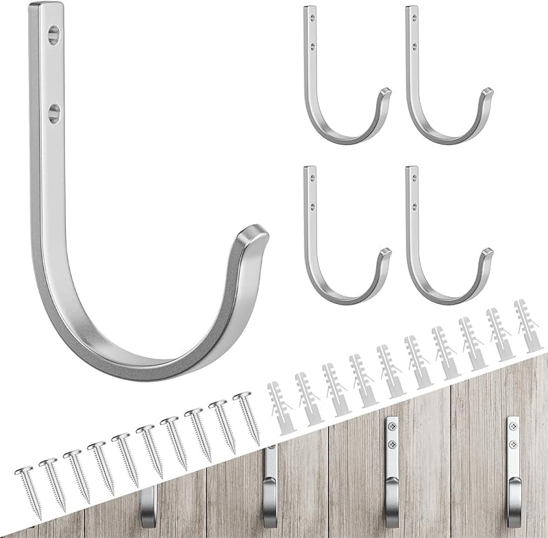 Wall Outdoor Hooks for Hanging Coat - 30LB Screw in Metal Hanger Wall ...
