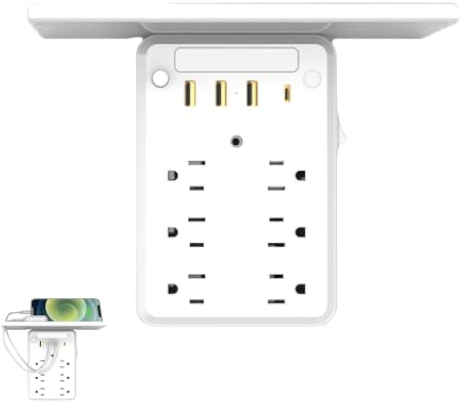 Wall Outlet Extender with Shelf Night, Multi-Plug Outlet Splitter with ...