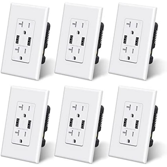 Wall Outlet Receptacle with Dual 4.0 A Ports, 20 Amp Duplex Tamper ...