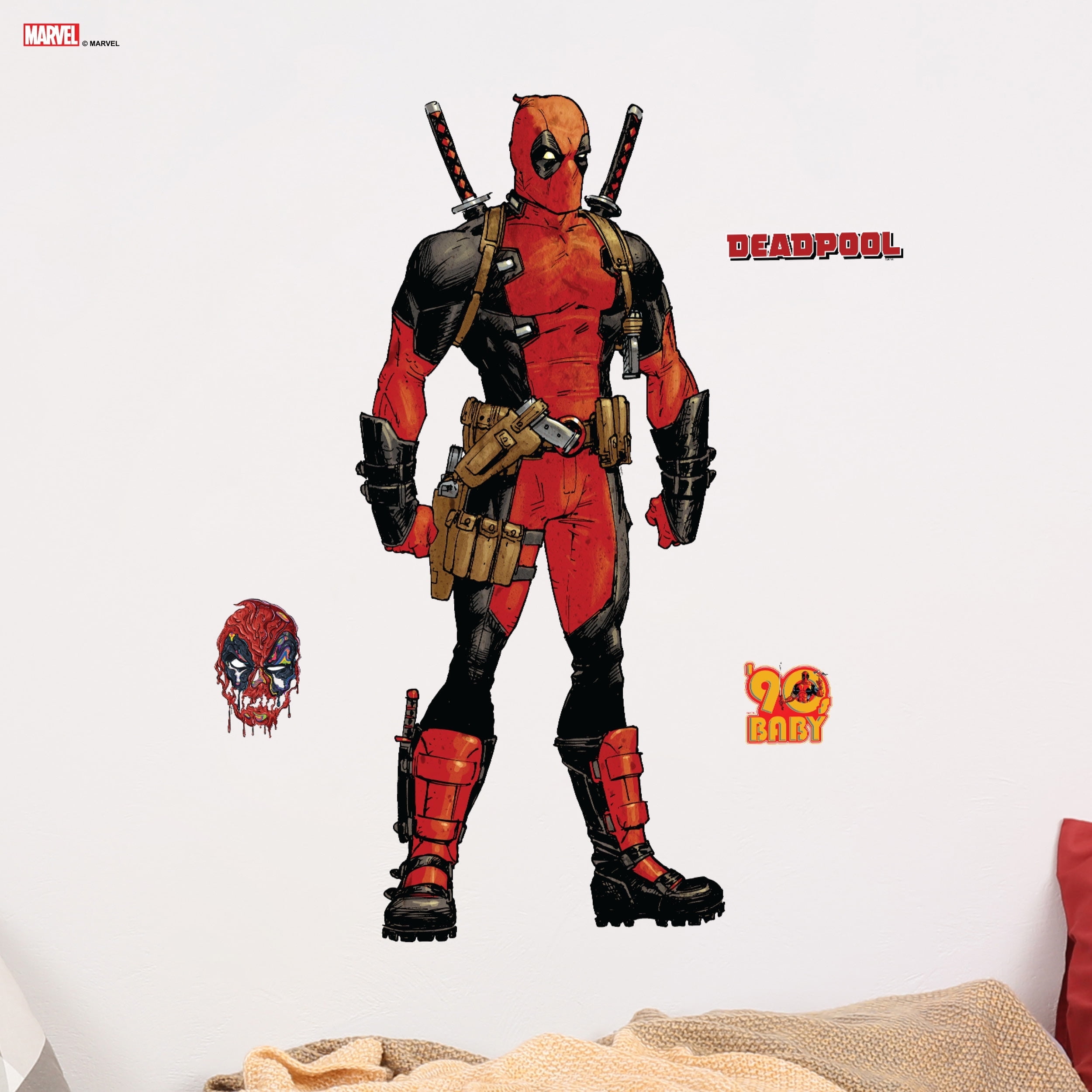 Wall Palz Marvel Deadpool Wall Decal - 28" Deadpool Bedroom Decor Peel ...