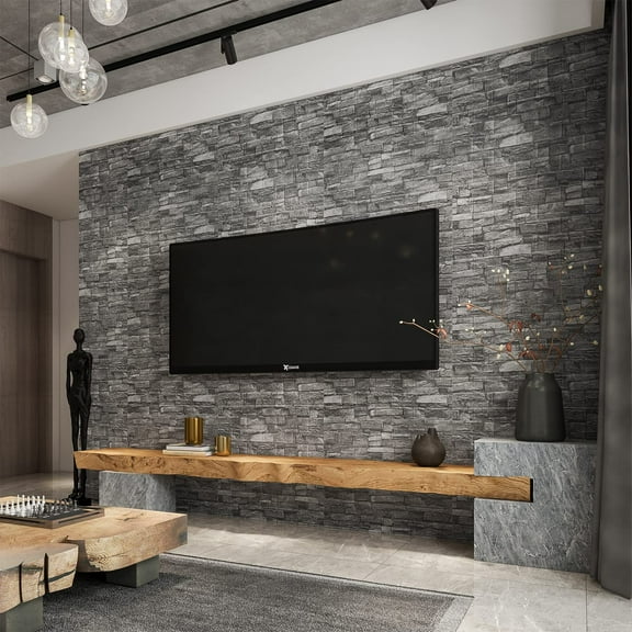 30 count Wall Panels Peel and Faux Brick Wallpaper Black Self Brick ...