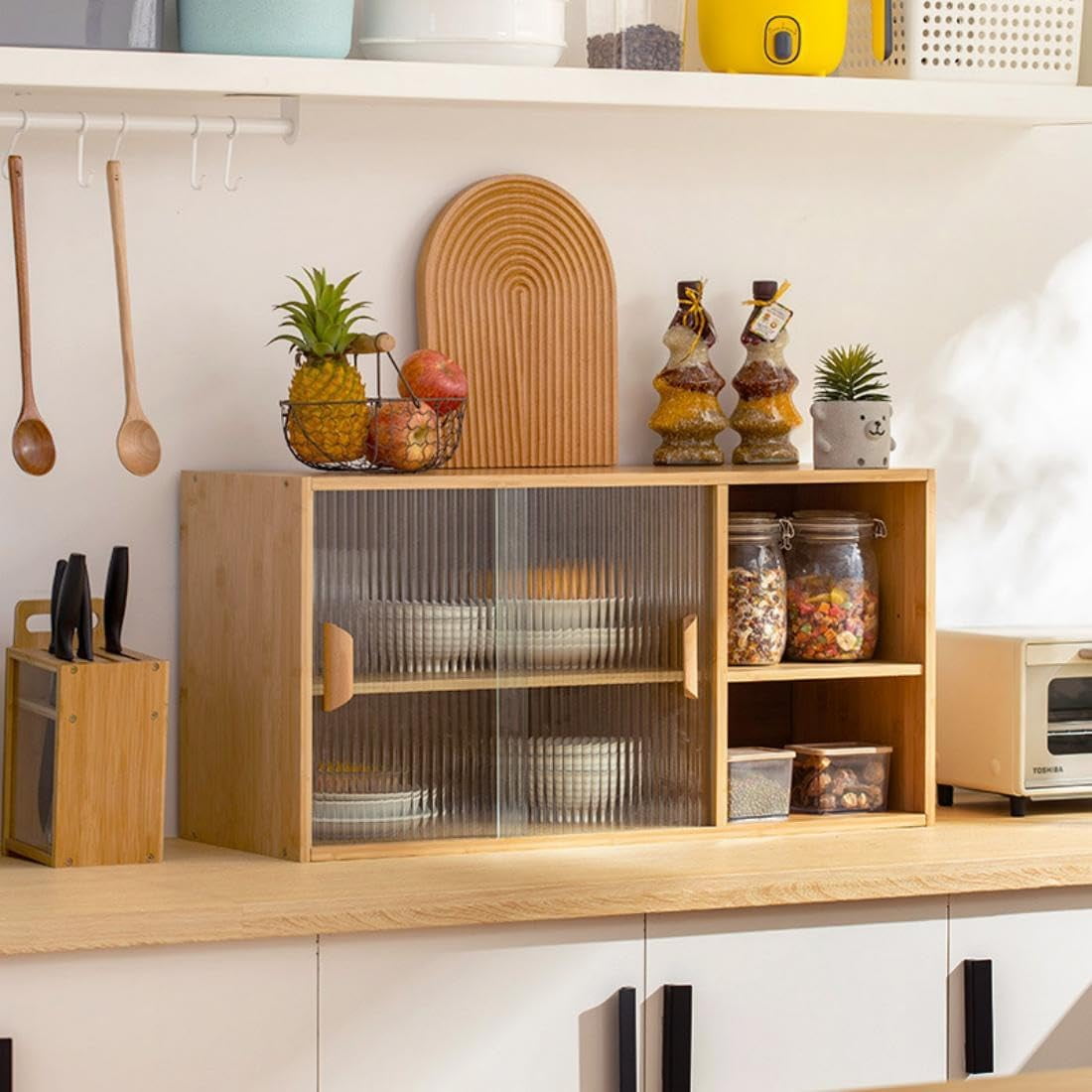 Wall Pantry Cabinet with Adjustable Height, Wall Mounted Sideboard with ...