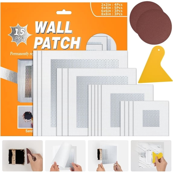 Wall Patch Kit, 15 count Self- Mesh Repair Patches for Drywall ...