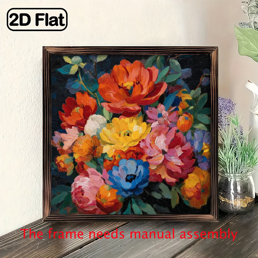 Wall Pediments 2D Flat, 1Pc Wood Frame Sign Valentine's Day gift Floral ...