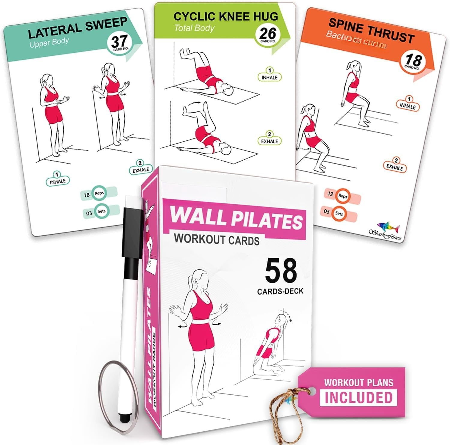 Wall Pilates Workouts For Women - 58 Exercise Cards with Wall Pilates ...