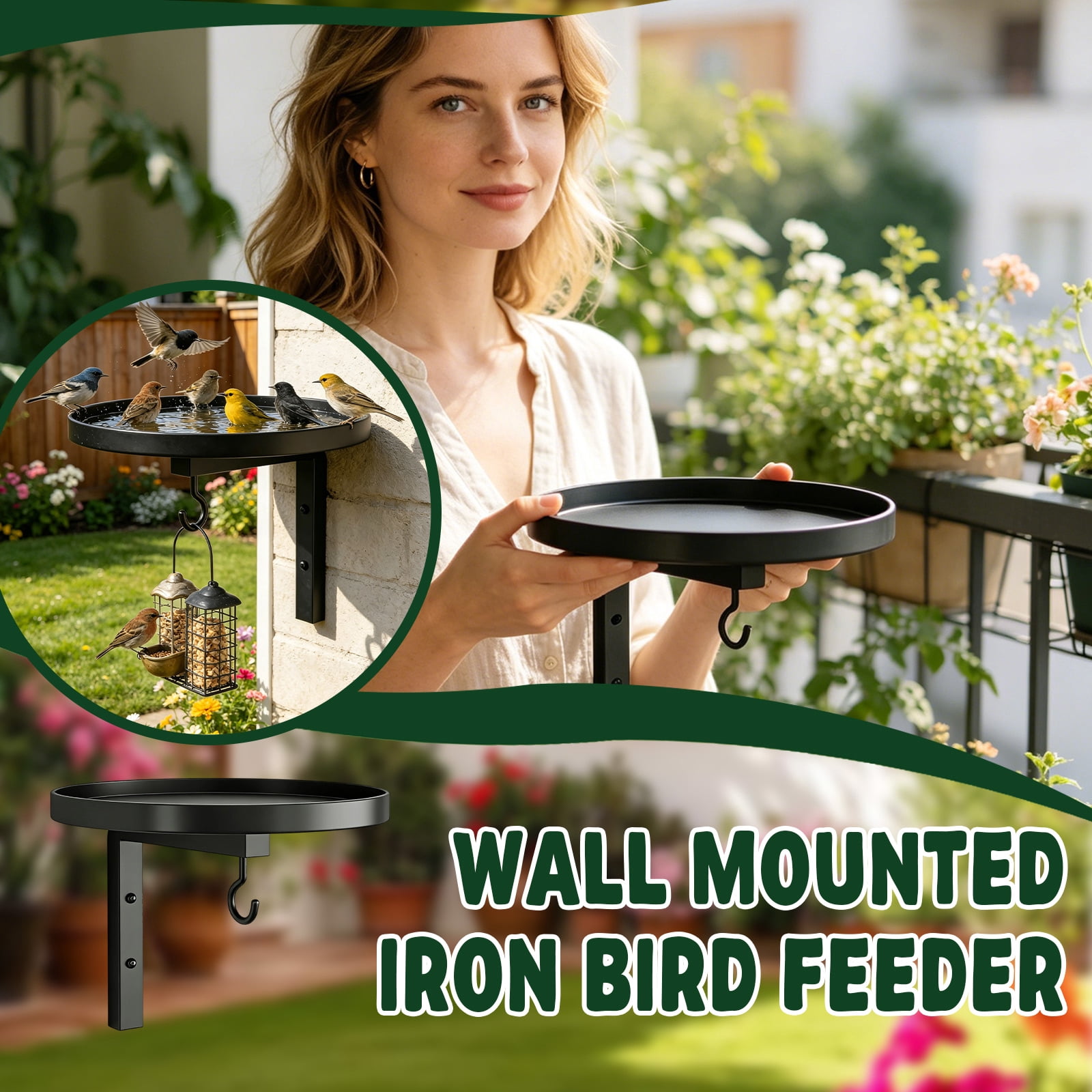 Wall Plant Holder for Indoor Outdoor, Metal Hanger with Hooks, Floating ...
