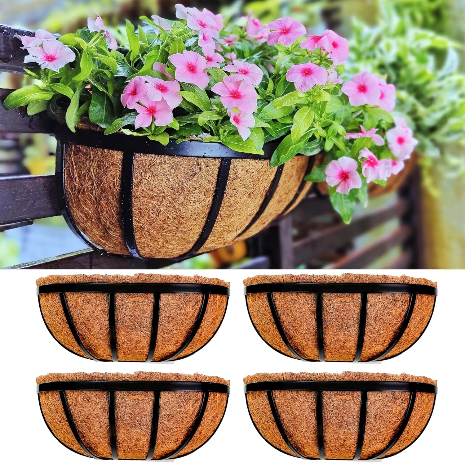 Wall Planter - 4 Pack, 16 Inch Outdoor Wall Mounted Planter, Window ...