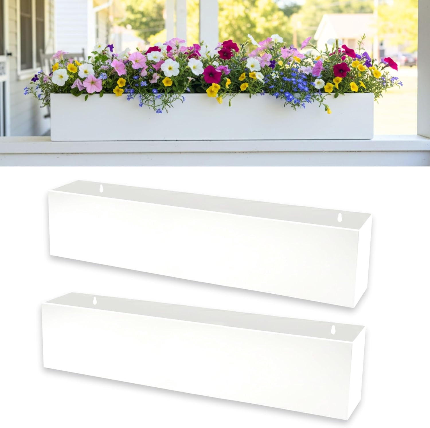 Wall Planters for Outdoor Carbon Metal Hanging Flower Pots Long ...