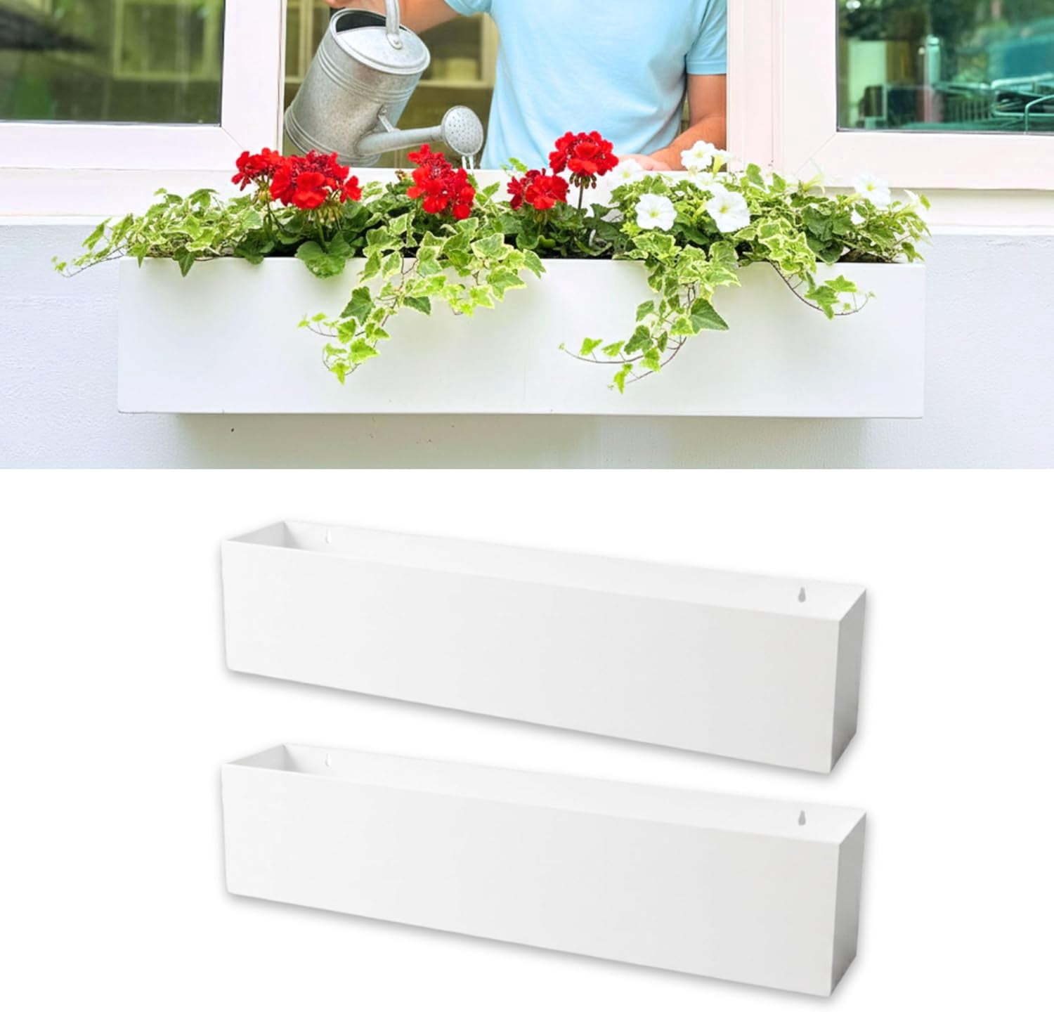 Wall Planters for Outdoor Carbon Metal Hanging Flower Pots Long ...