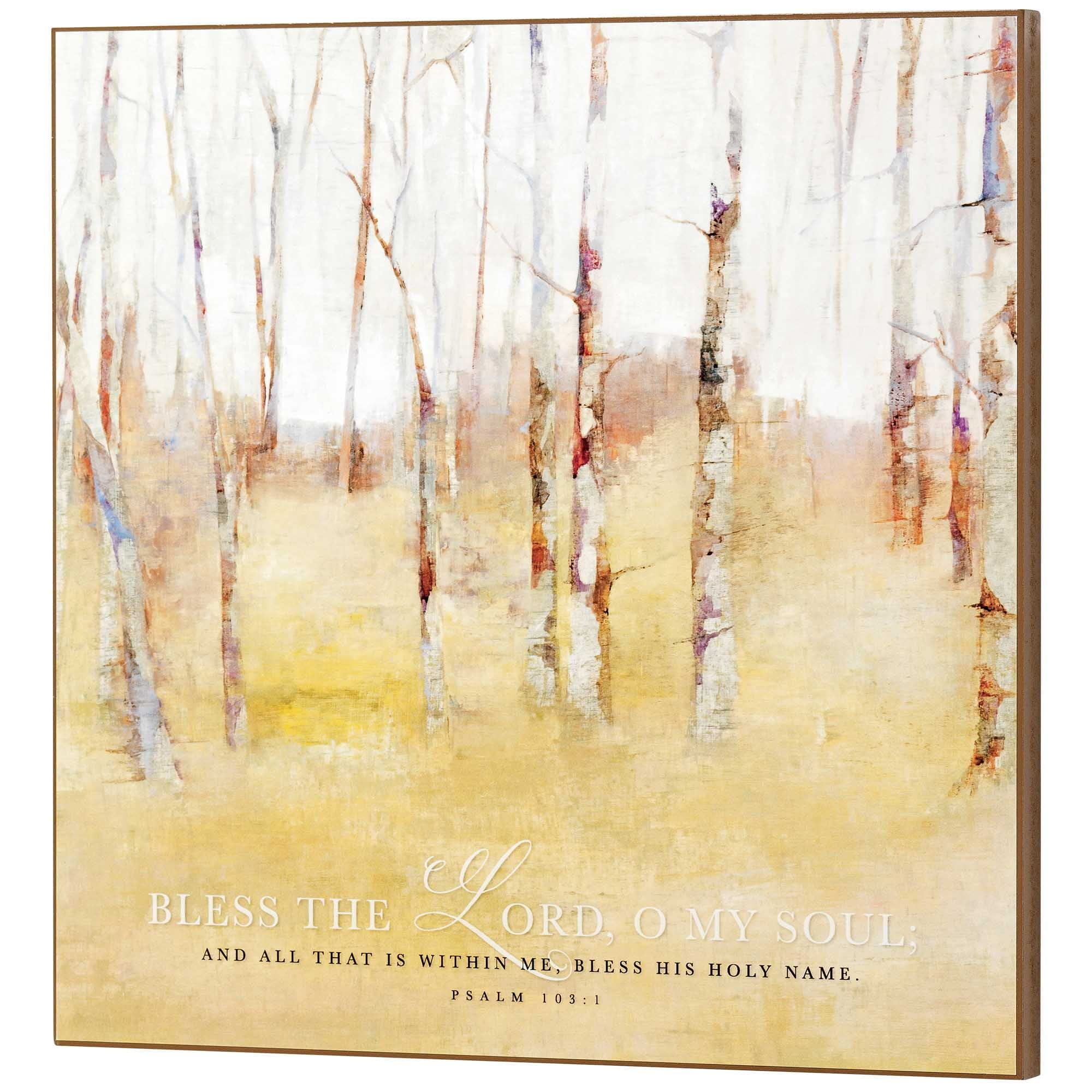 Dicksons Bless His Holy Name Tan and Brown 14 x 14 Inch Wood Decorative ...