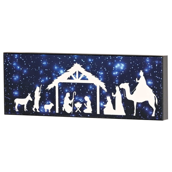 Dicksons Holy Family Silhouette Navy Blue and White 11 x 4 Inch MDF ...